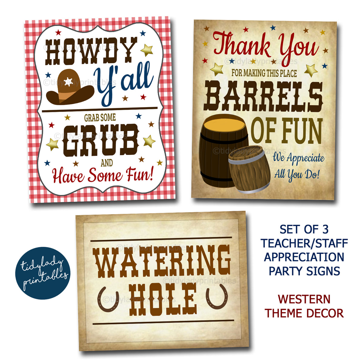 Western Theme Teacher Staff Appreciation Printable Decor Signs ...