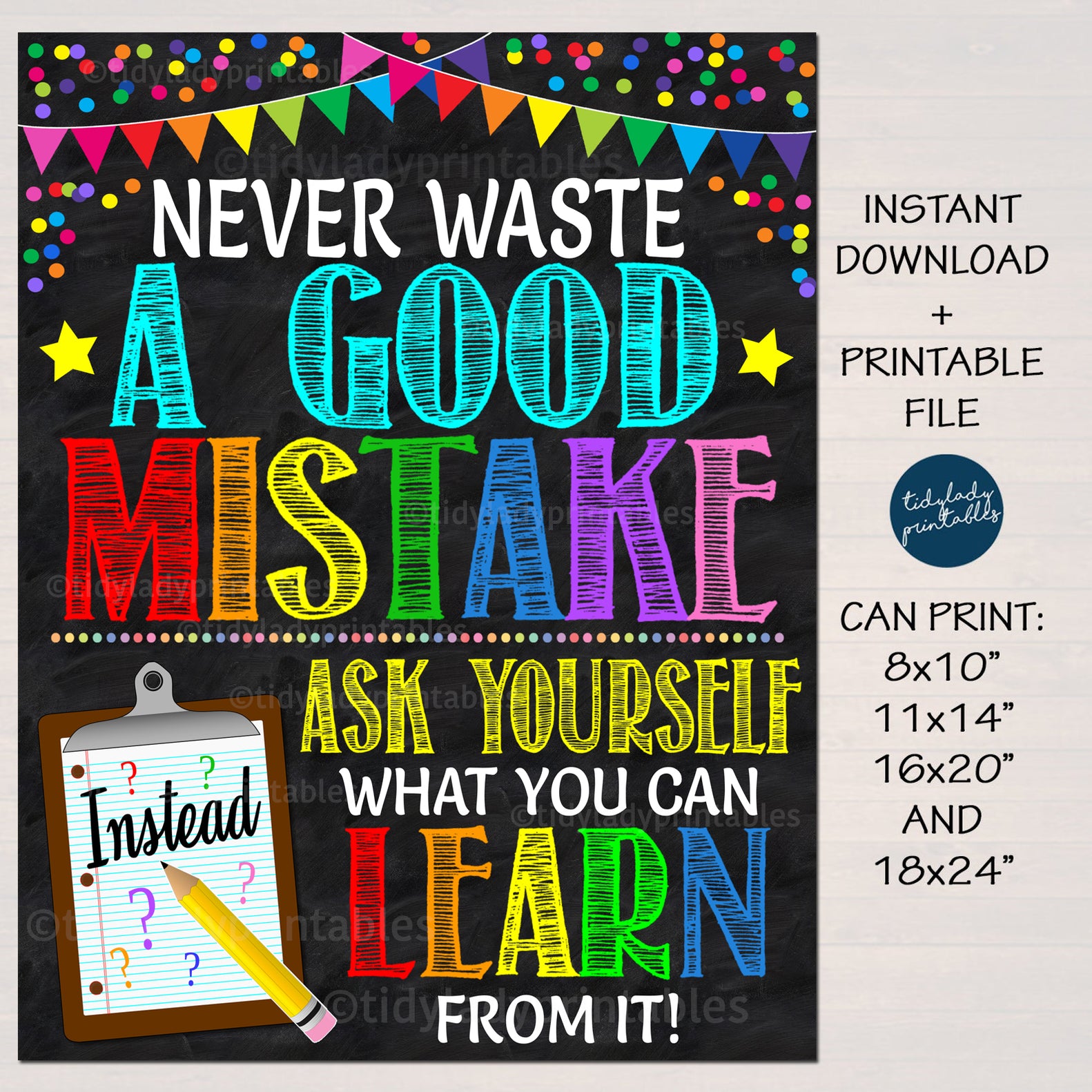Growth Mindset Mistakes Are OK Poster | TidyLady Printables