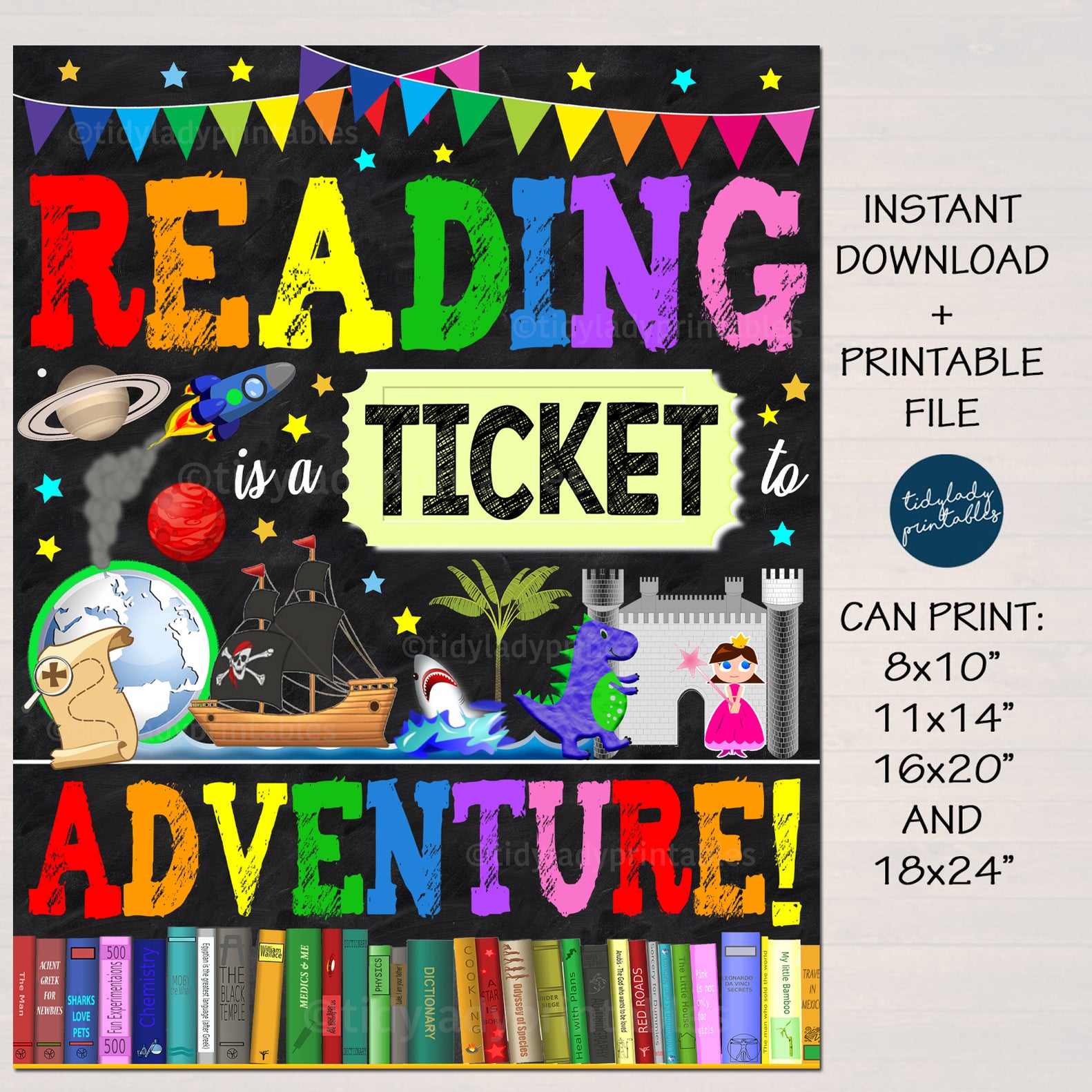 Reading is a Ticket to Adventure | Printable Library Poster — TidyLady ...