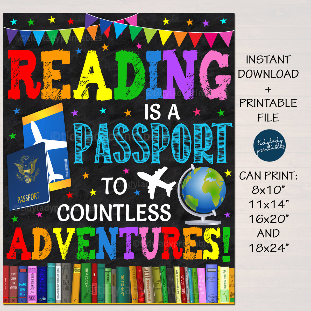 Reading is a Passport to Adventure Printable Library Poster — TidyLady ...