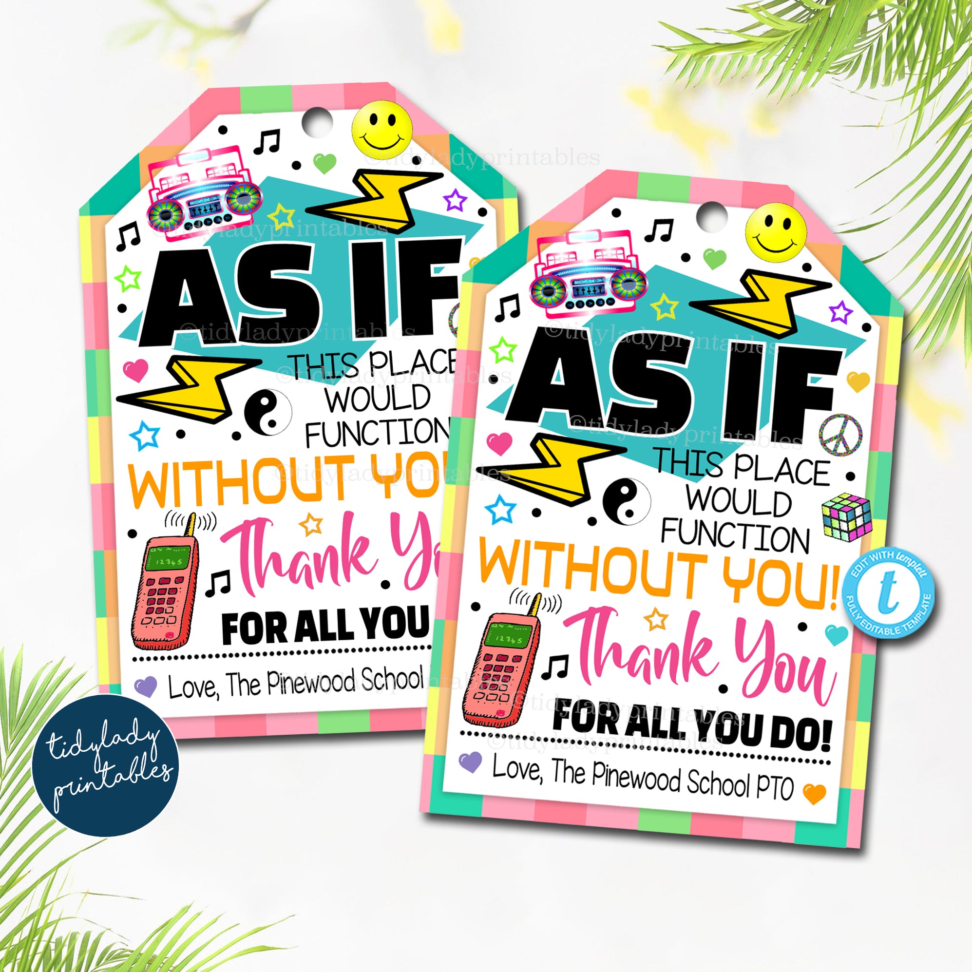 80s 90s Theme Teacher Appreciation Week Printable Party Set — TidyLady ...