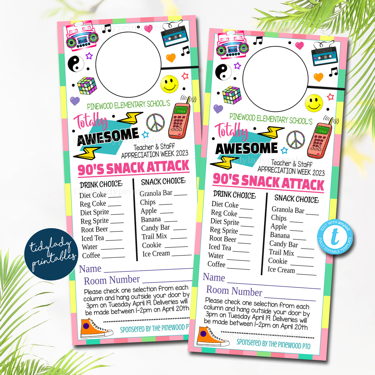 80s 90s Theme Teacher Appreciation Week Room Service Door Hanger ...