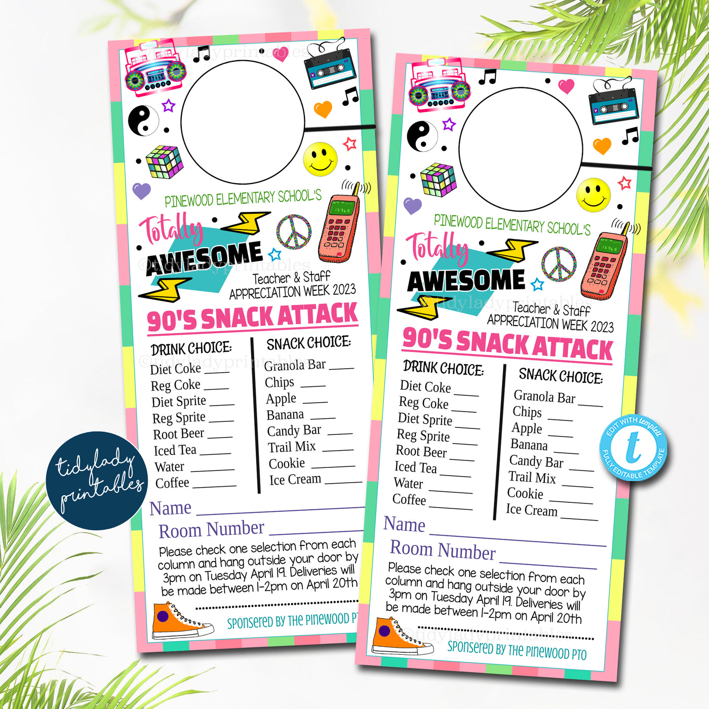 80s 90s Theme Teacher Appreciation Week Room Service Door Hanger ...