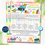 80s 90s Theme Teacher Appreciation Week Printable Party Set — TidyLady ...