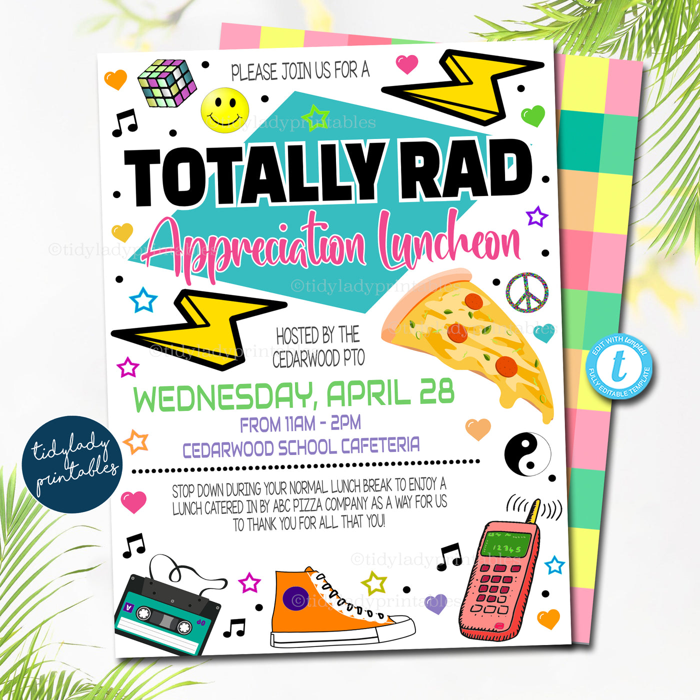 80s 90s Theme Teacher Appreciation Week Printable Party Set — TidyLady ...