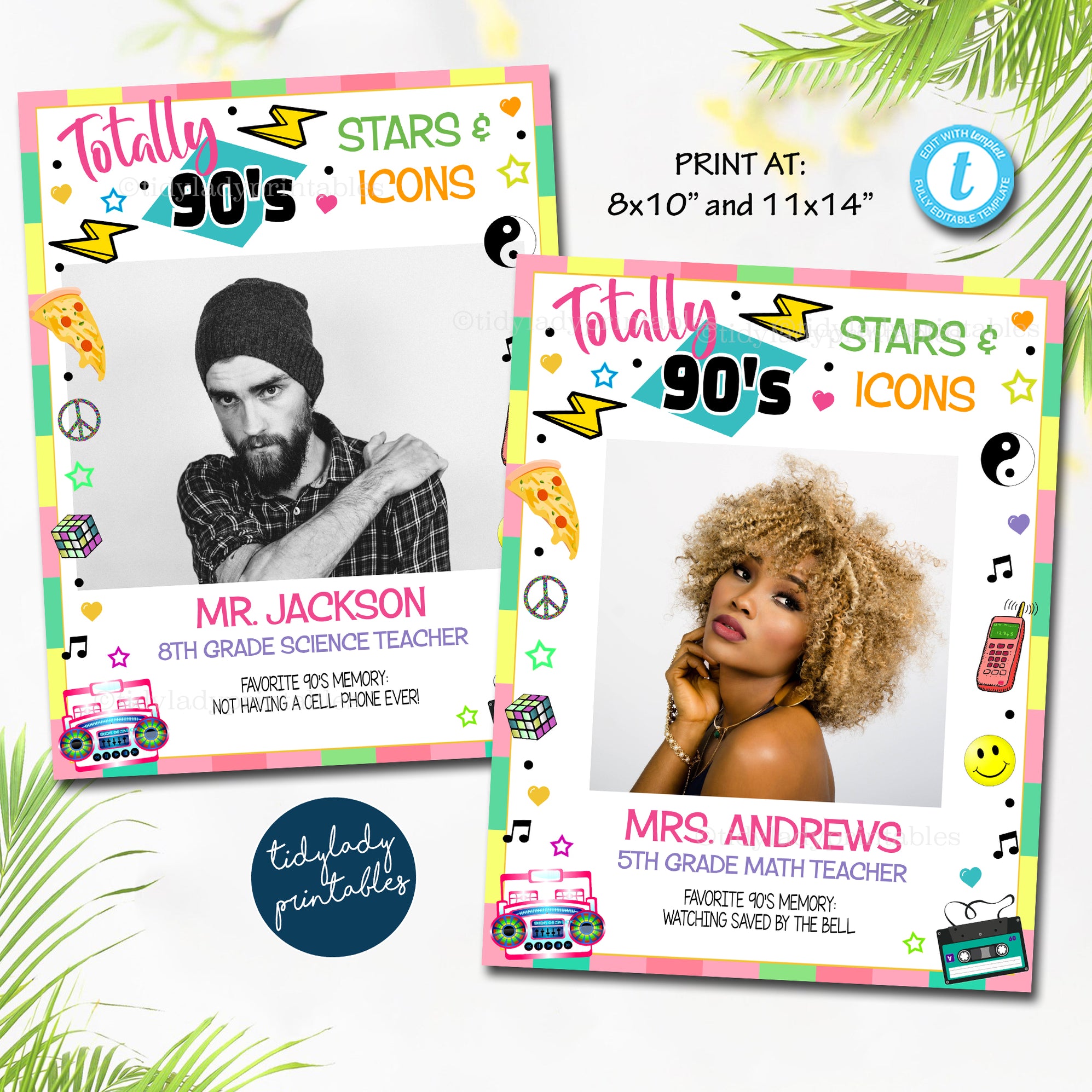 80s 90s Party Theme Teacher Appreciation Week Icons Posters — TidyLady ...
