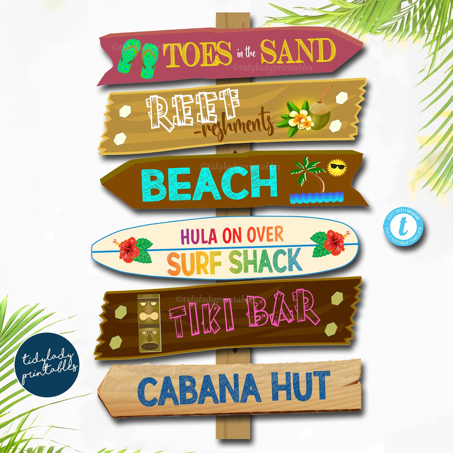 Tropical Beach Tiki Luau Party Signs | TidyLady Printables