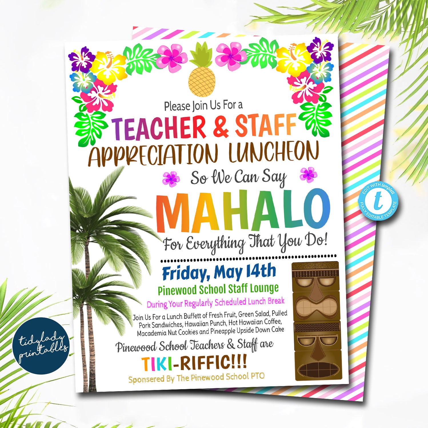 Mahalo Beach Theme Teacher Appreciation Week Printable Set — TidyLady ...