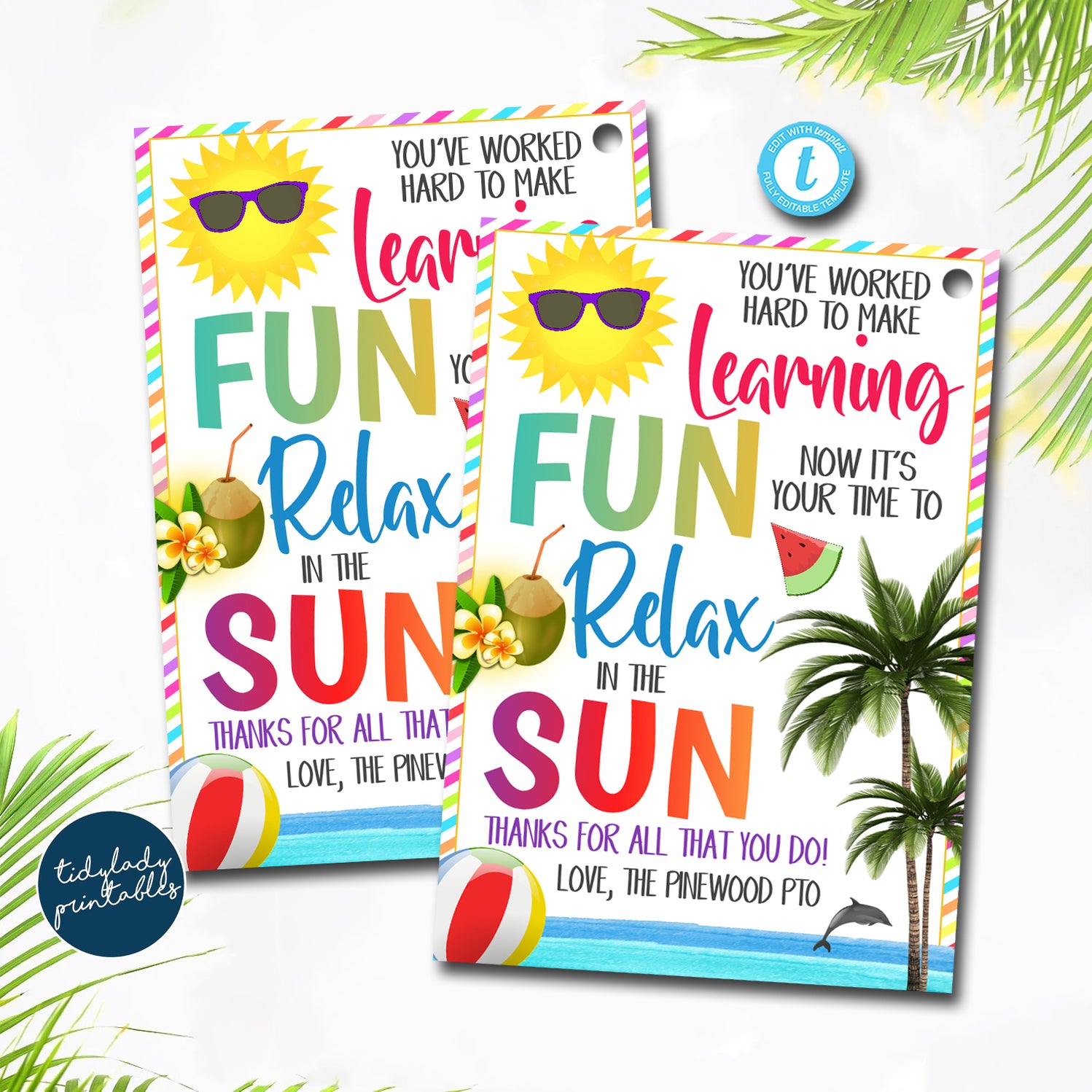 Mahalo Beach Theme Teacher Appreciation Week Printable Set — TidyLady ...