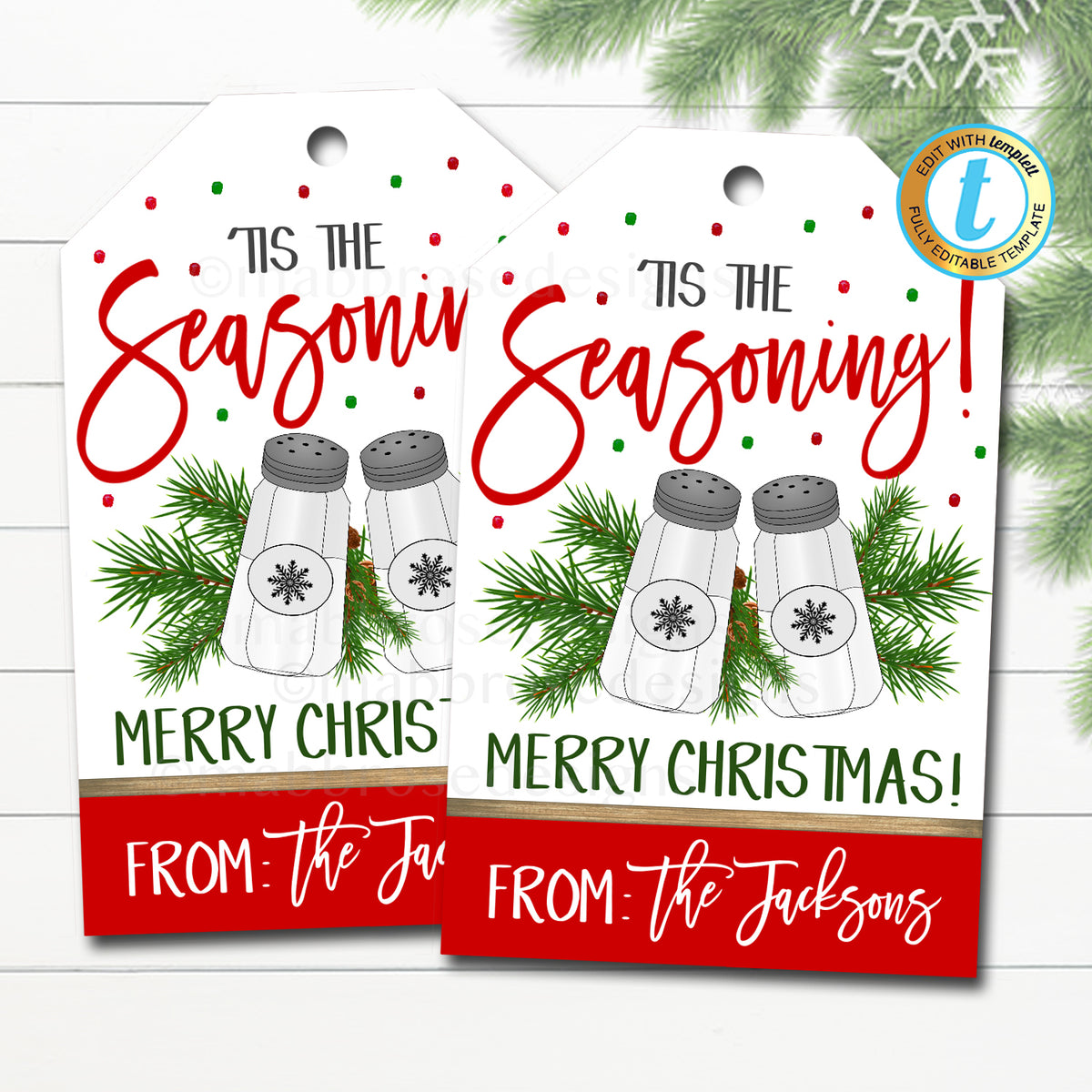 Christmas Gift Tags, Tis the seasoning | TidyLady Printables