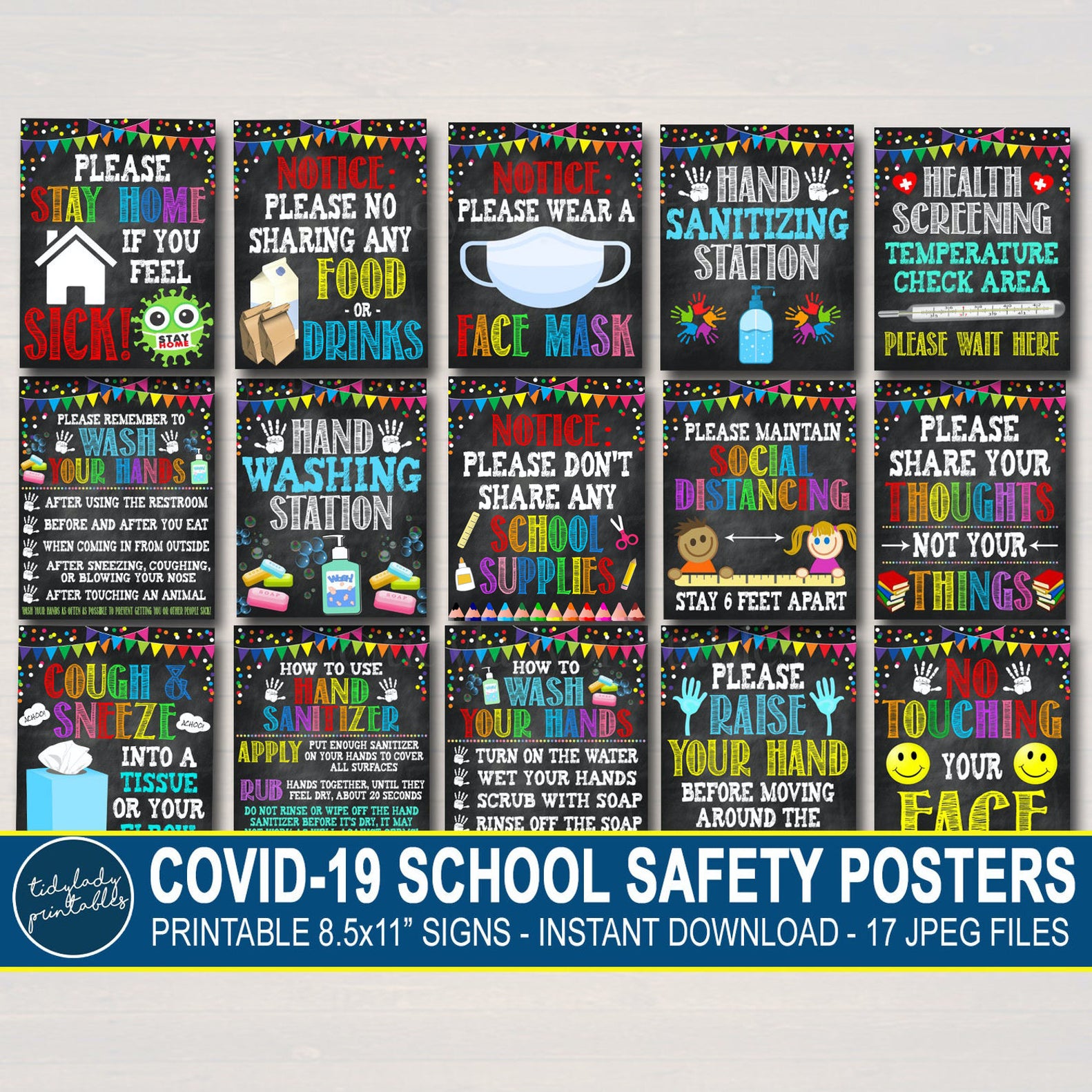 School Health Safety Poster Set | TidyLady Printables