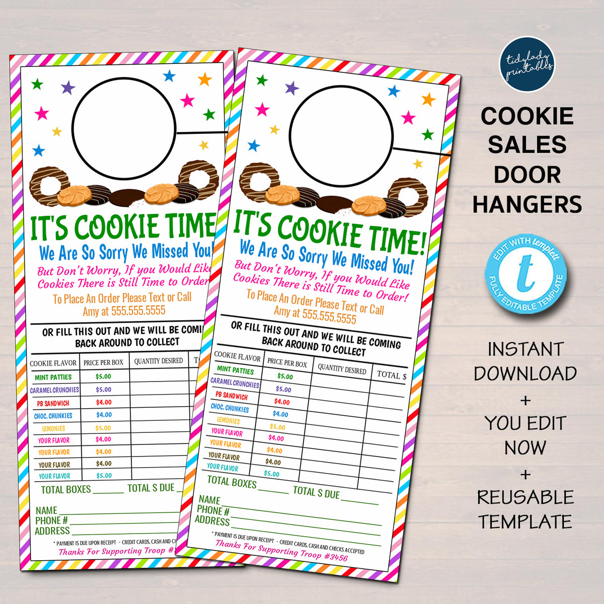 Girl Scout Cookie Door Hanger Template 2025 Cookie Family Guide By