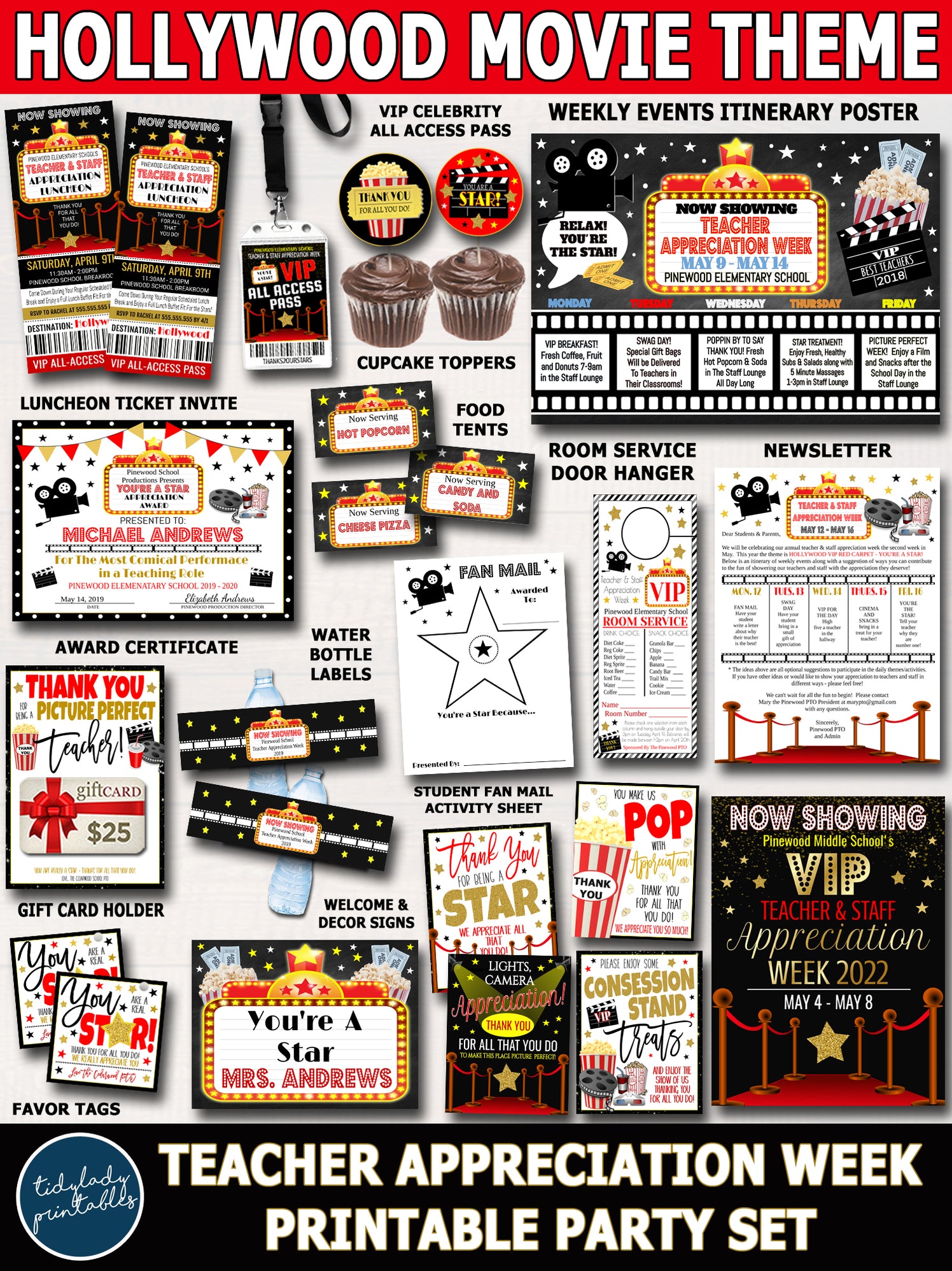Hollywood Movie Theme Teacher Appreciation Week Party Set — TidyLady ...