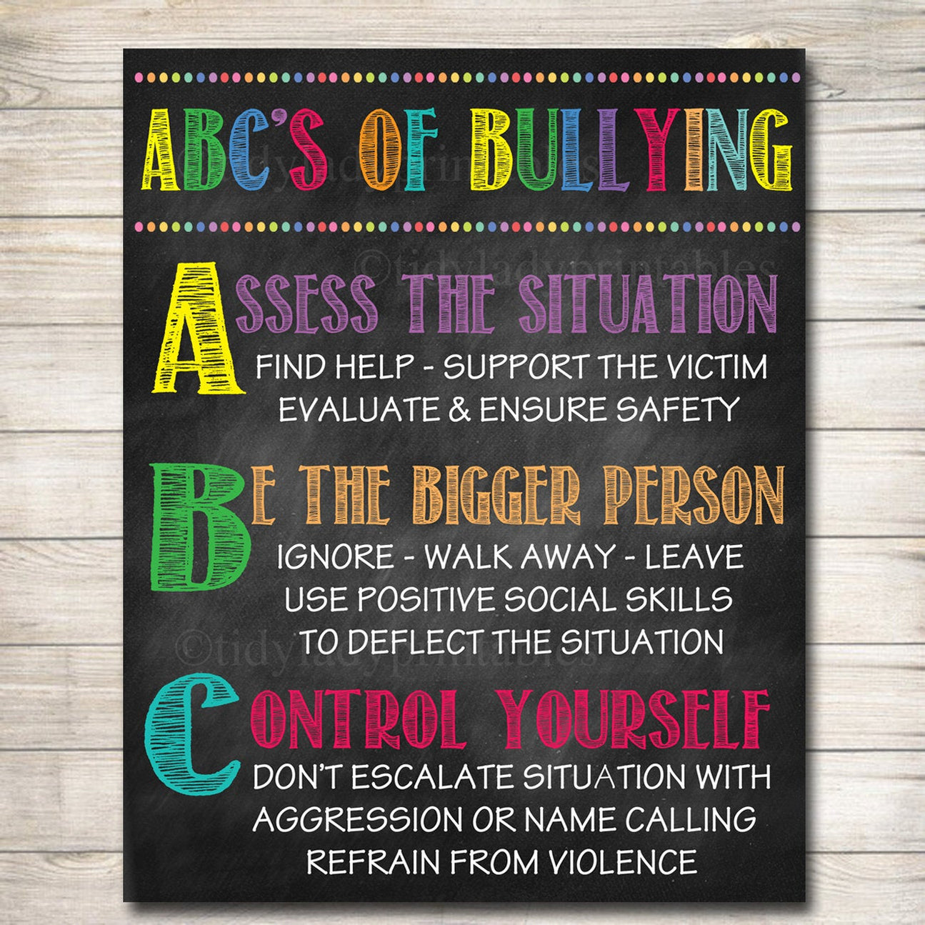 Stop Bullying Poster Set | TidyLady Printables