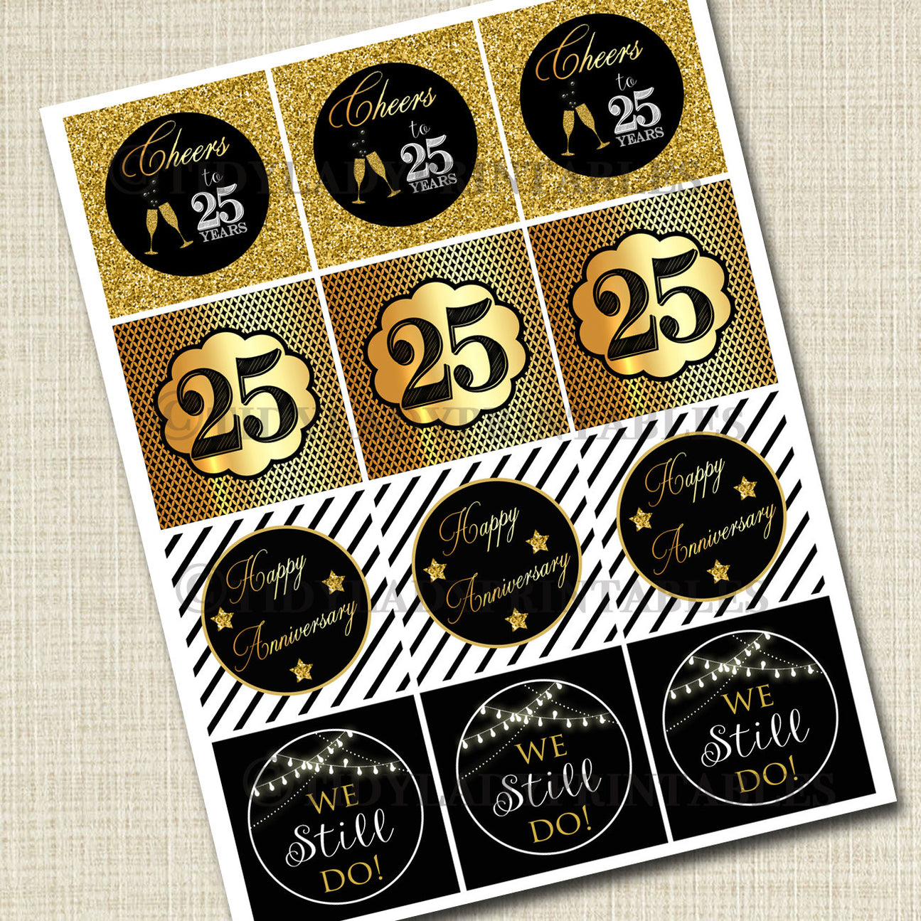 25th Anniversary Cupcake Toppers | TidyLady Printables
