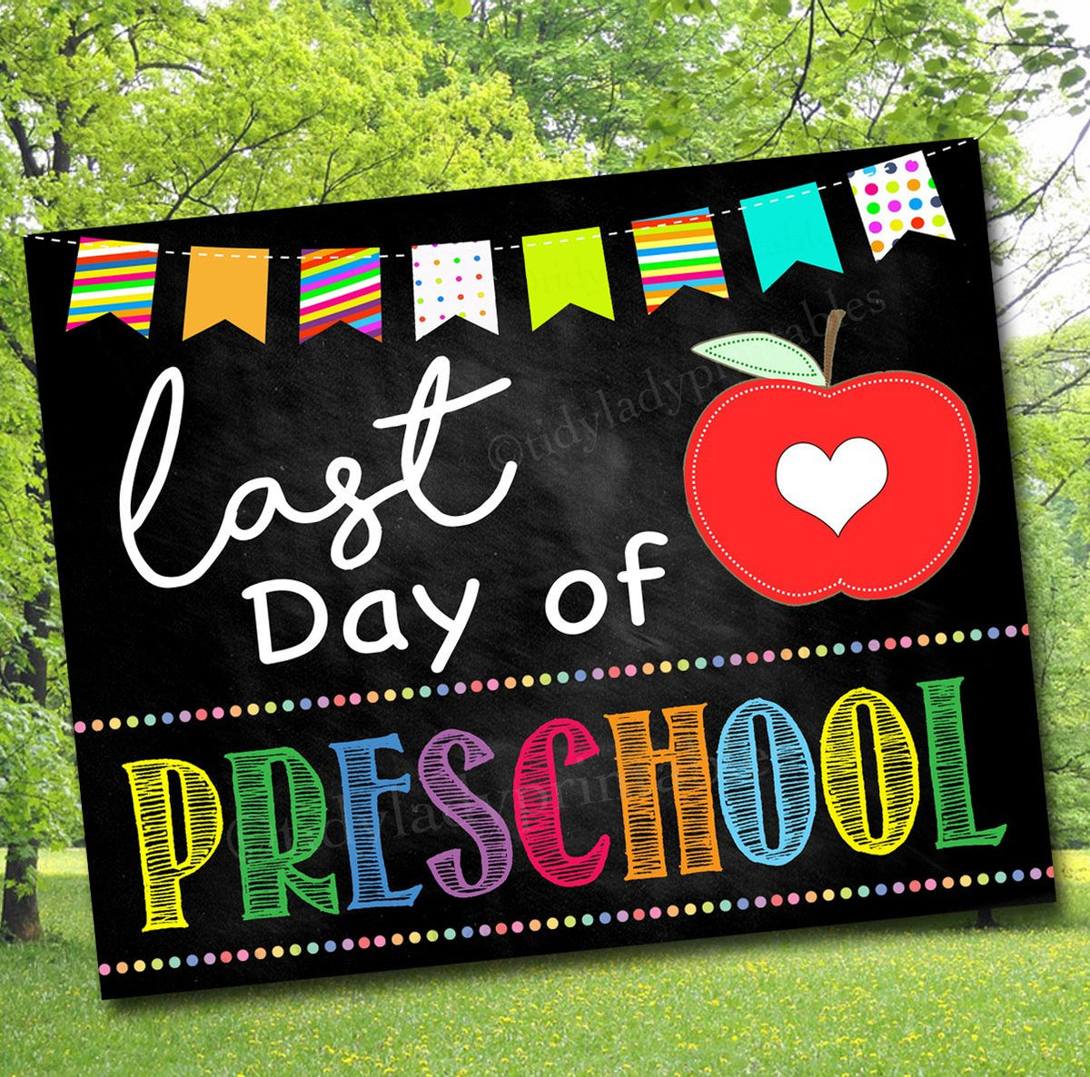 Last Day of PreSchool Photo Prop, Printable Preschool School Chalkboar ...
