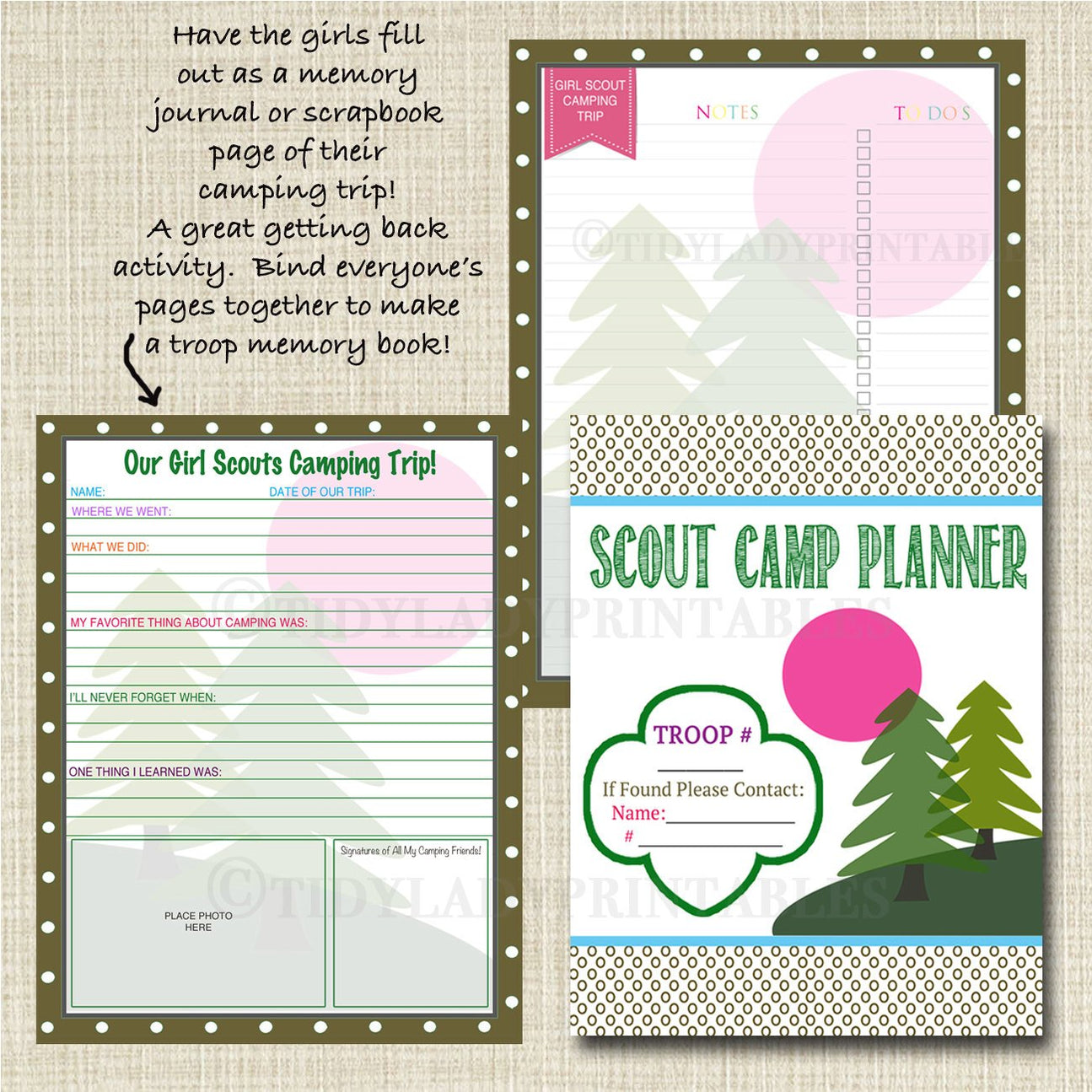 Campout Planner Pack, Troop Leader Forms, Event Meeting Planner Browni ...