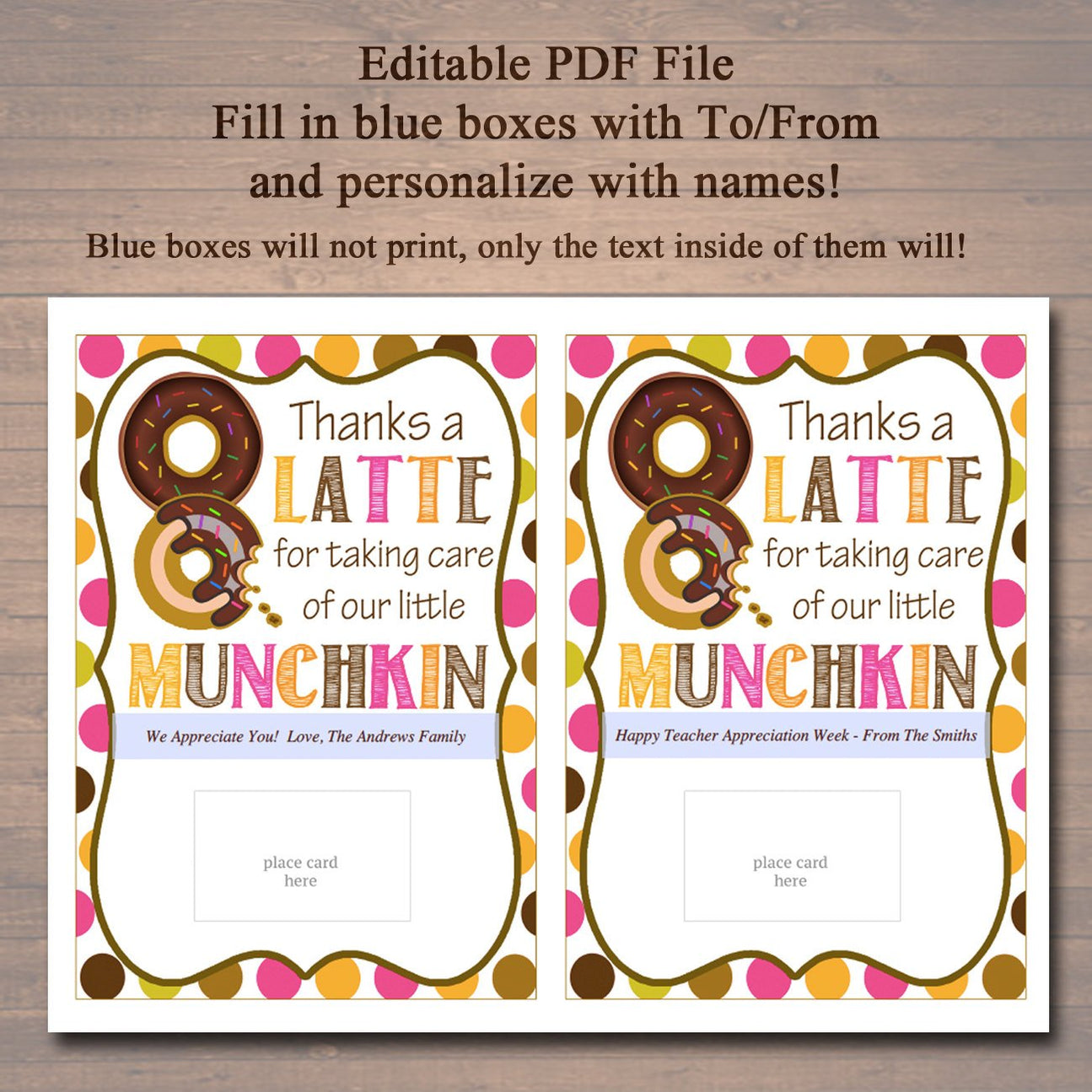 Thanks a Latte Coffee Donut Gift Card Holder Printable — TidyLady ...