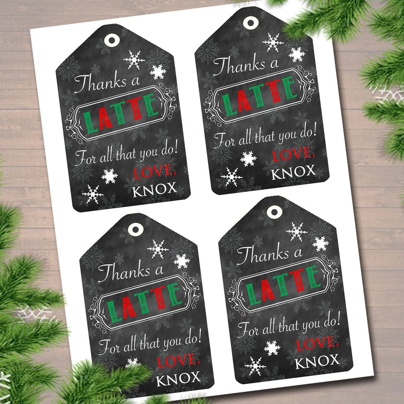 Thanks a Latte Christmas Gift Tags | TidyLady Printables