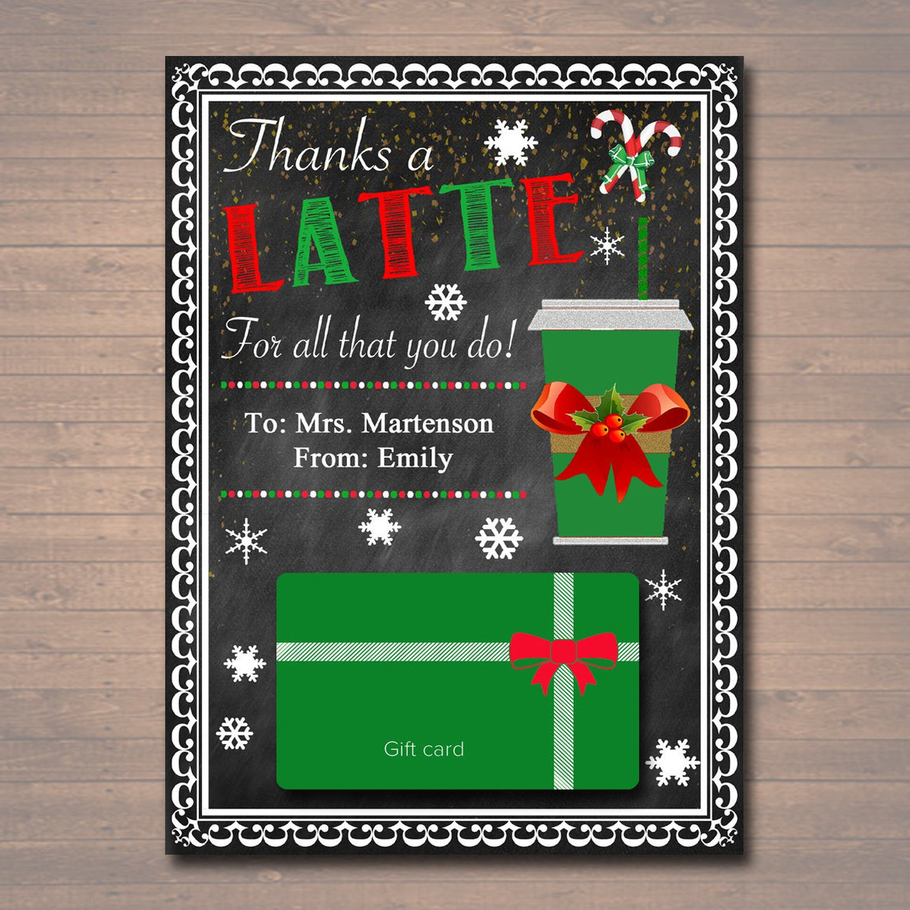 Thanks a Latte Holiday Gift Card Holder | TidyLady Printables