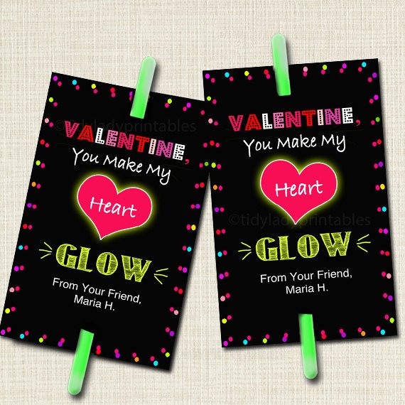 Valentine's Day Glow Stick Tags, , Printable Kids Non-Candy Valentine ...