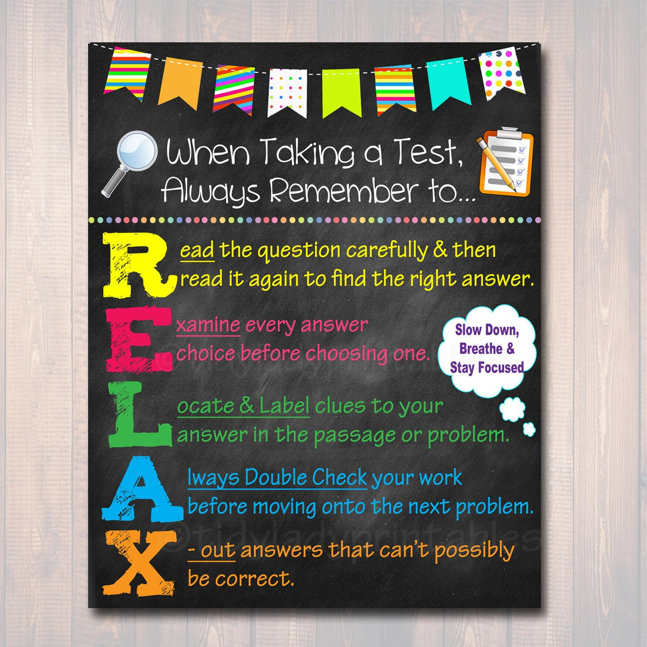 Classroom Test Taking Tips Poster | TidyLady Printables