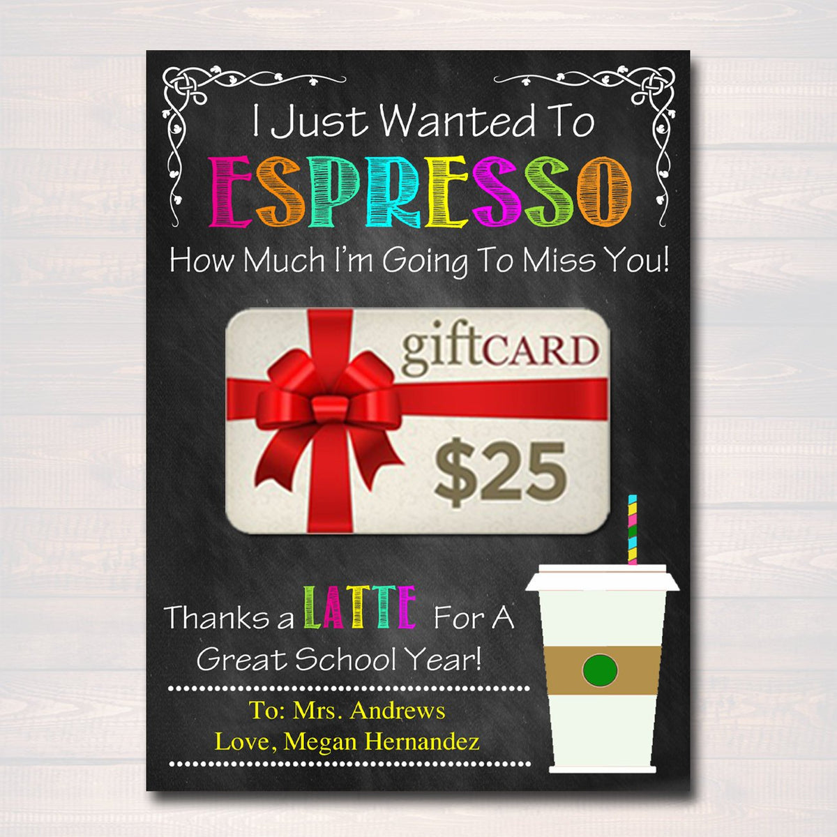 Printable Teacher & Staff Appreciation Coffee Card Holder — TidyLady ...