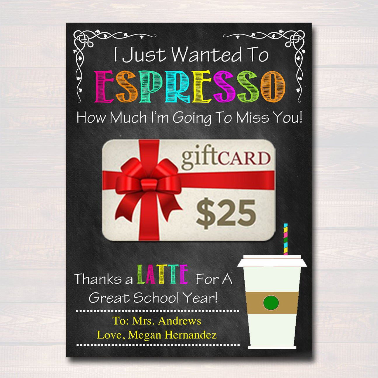 Printable Teacher & Staff Appreciation Coffee Card Holder — TidyLady ...