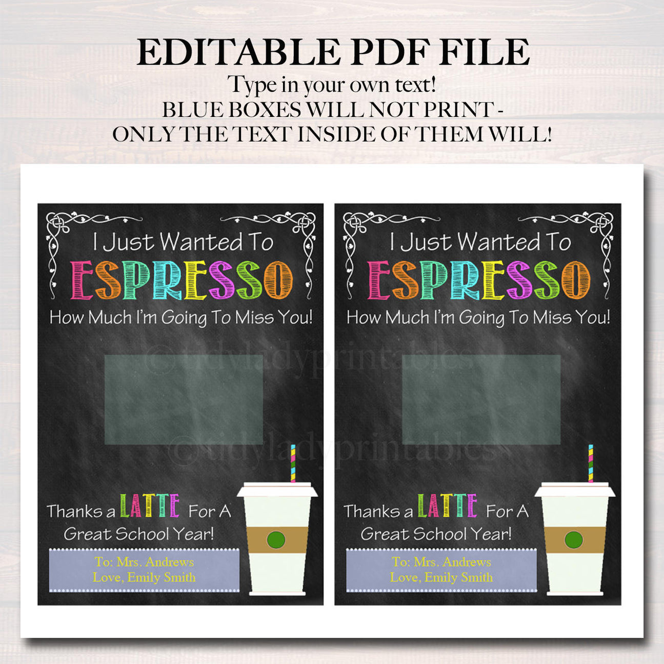 Printable Teacher & Staff Appreciation Coffee Card Holder — TidyLady ...