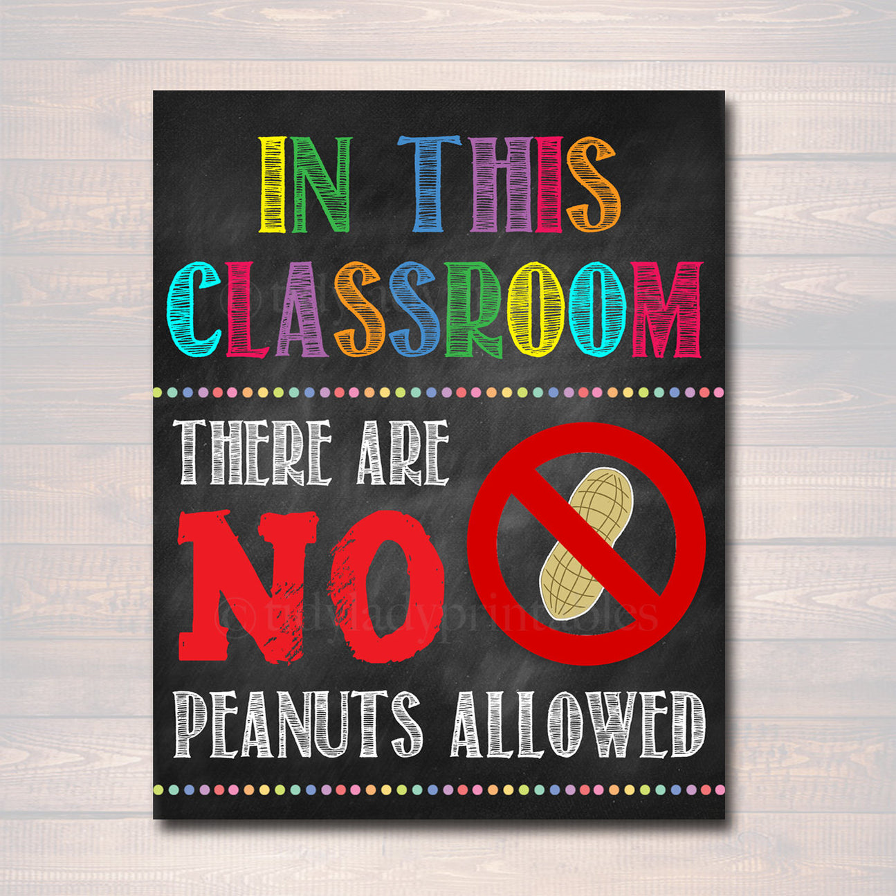 No Peanuts Allowed School Poster — TidyLady Printables