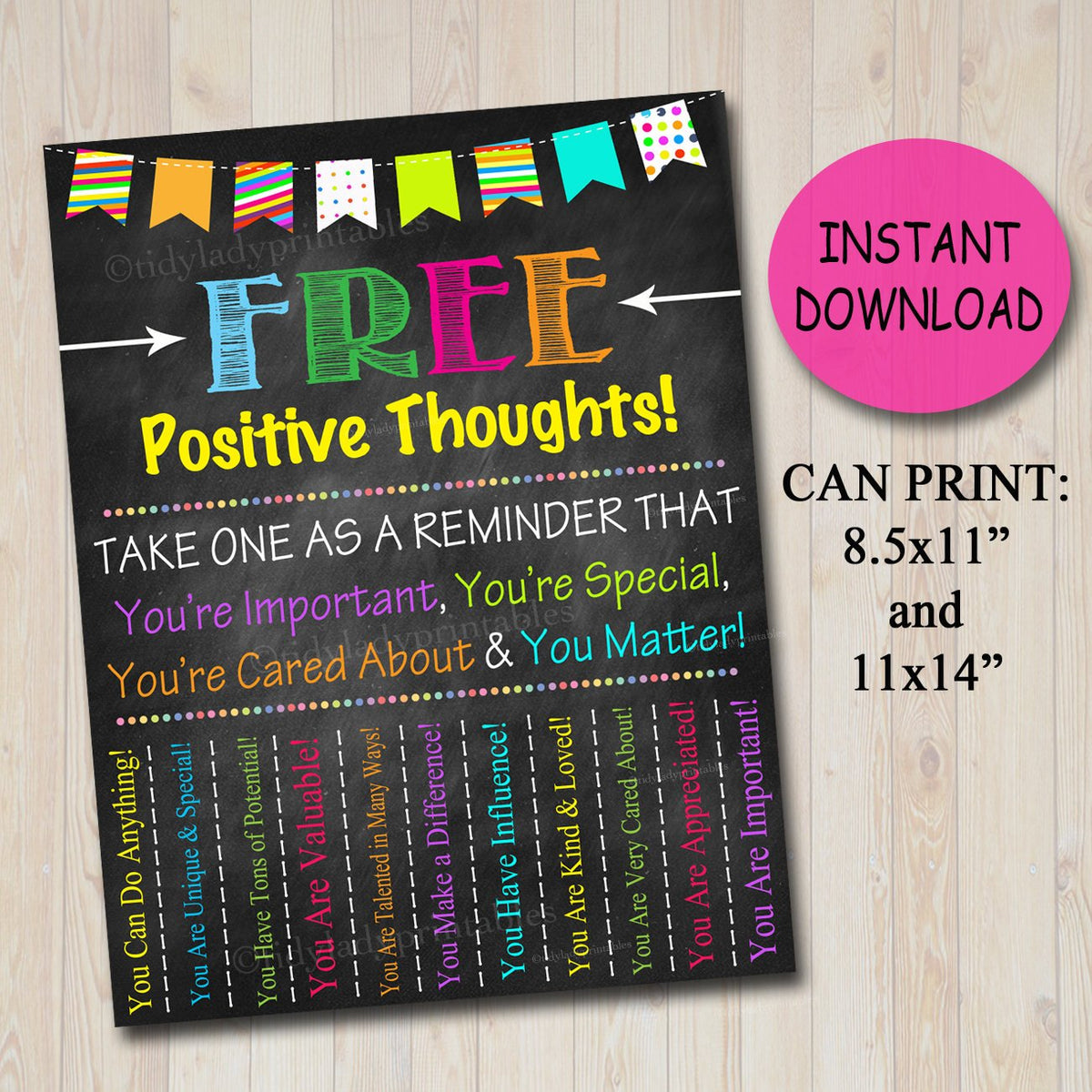 Free Positive Thoughts Flyer | TidyLady Printables