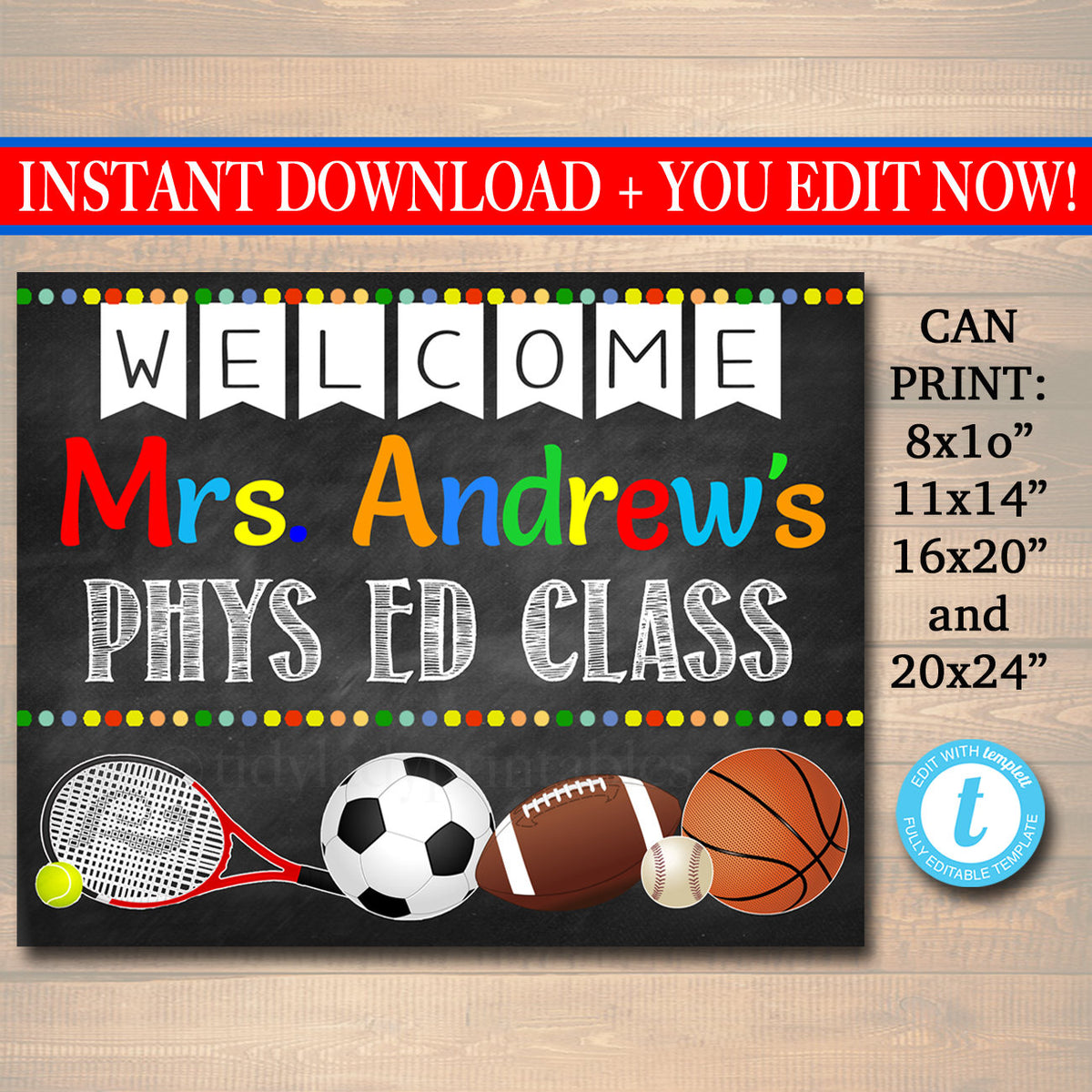 Gym Class Welcome Sign | TidyLady Printables