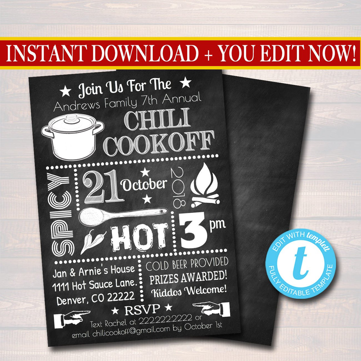 Chili Cook Off Flyer/Invite | TidyLady Printables