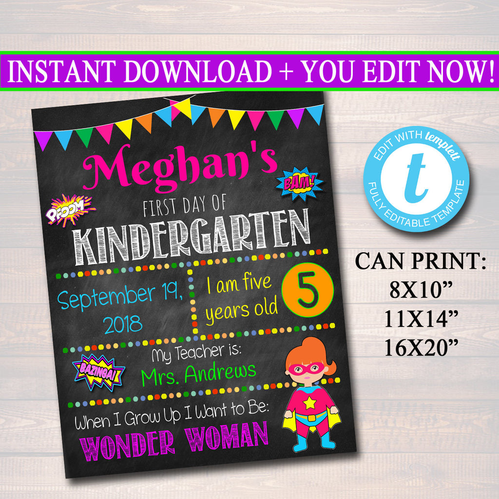 Superhero First Day Of School Signs | TidyLady Printables