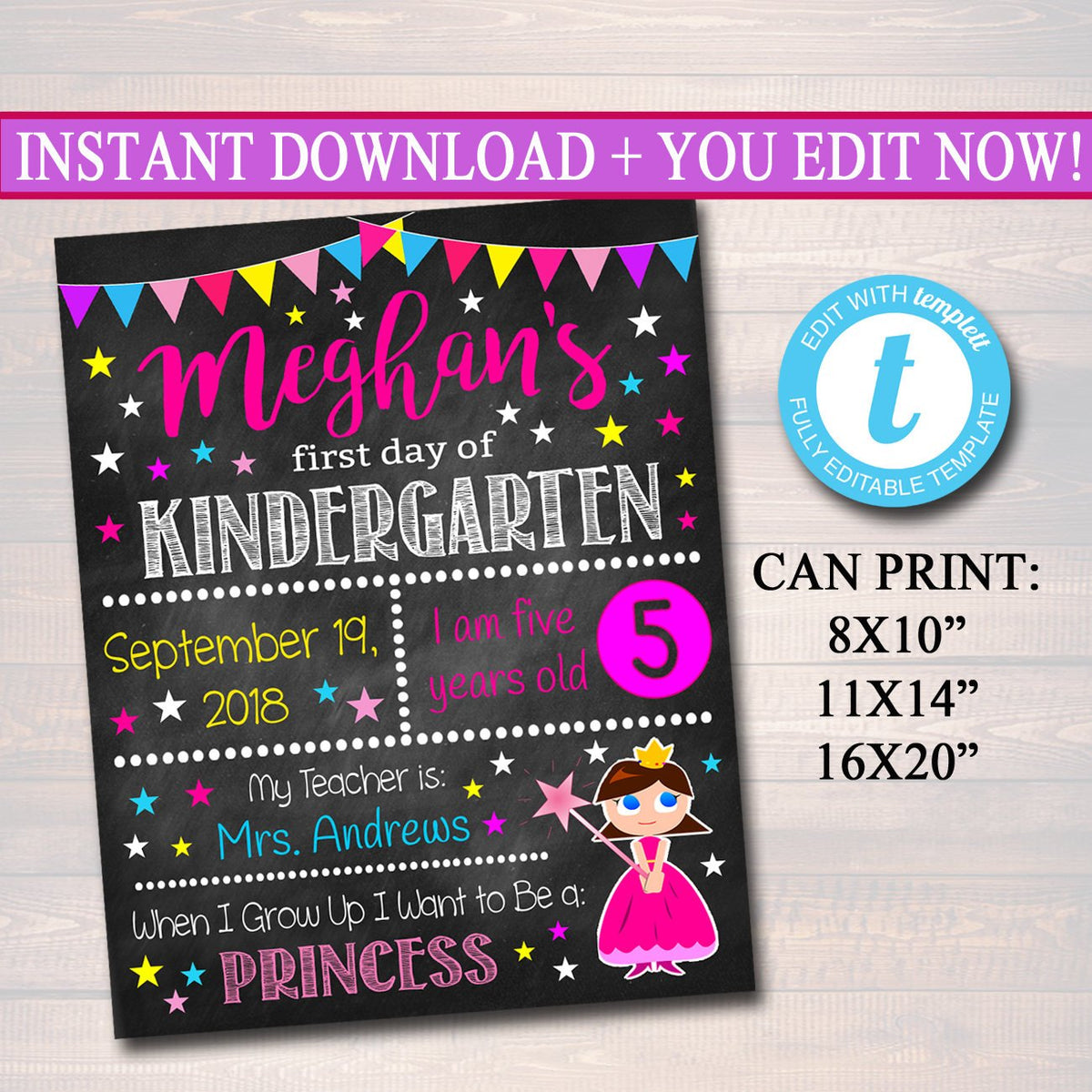 First Day Of School Princess Sign | TidyLady Printables
