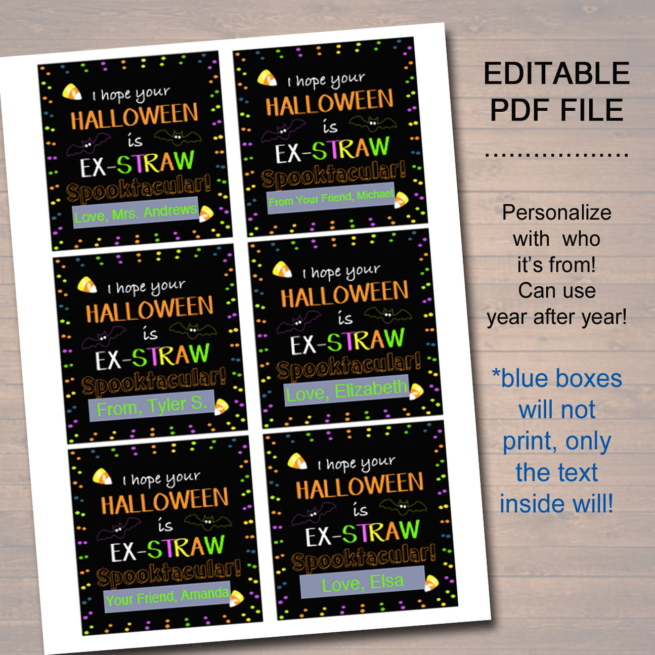 Halloween Straw Tags | Printable Kids Non-Candy Label — TidyLady Printables