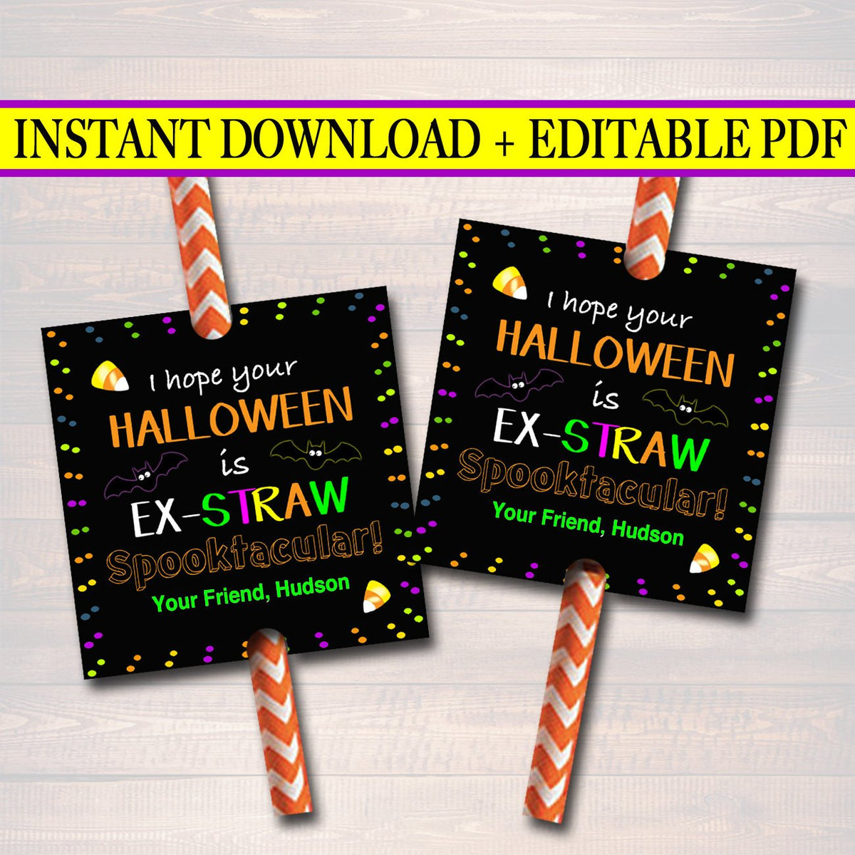 Halloween Straw Tags | Printable Kids Non-Candy Label — TidyLady Printables
