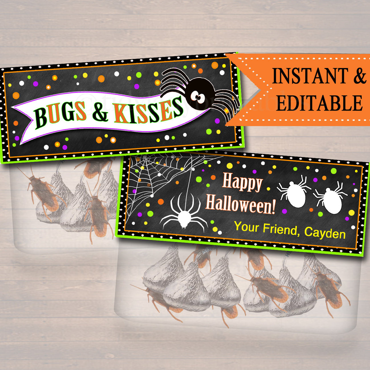 Bugs & Kisses Halloween Treat Bag Topper — TidyLady Printables