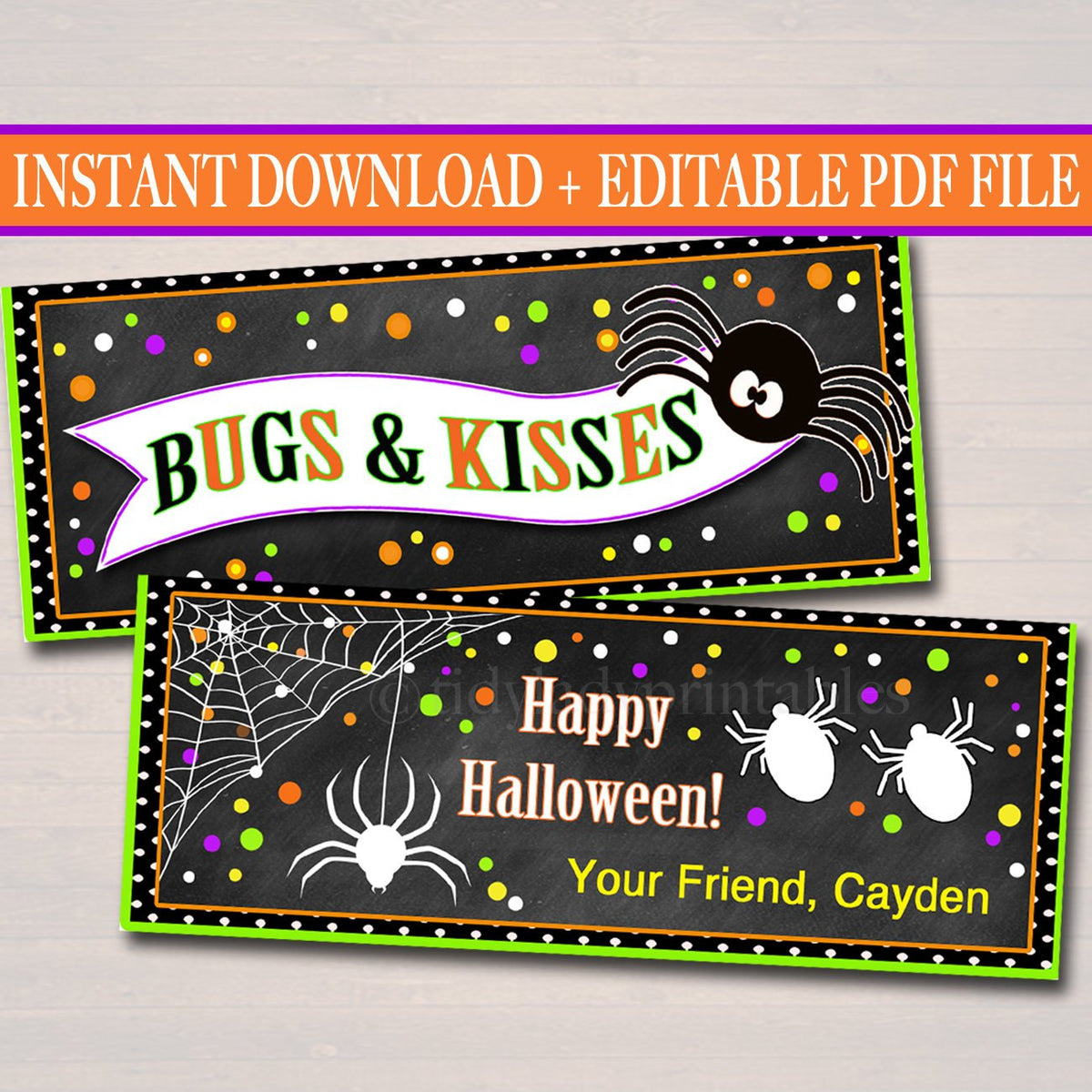 Bugs & Kisses Halloween Treat Bag Topper — TidyLady Printables