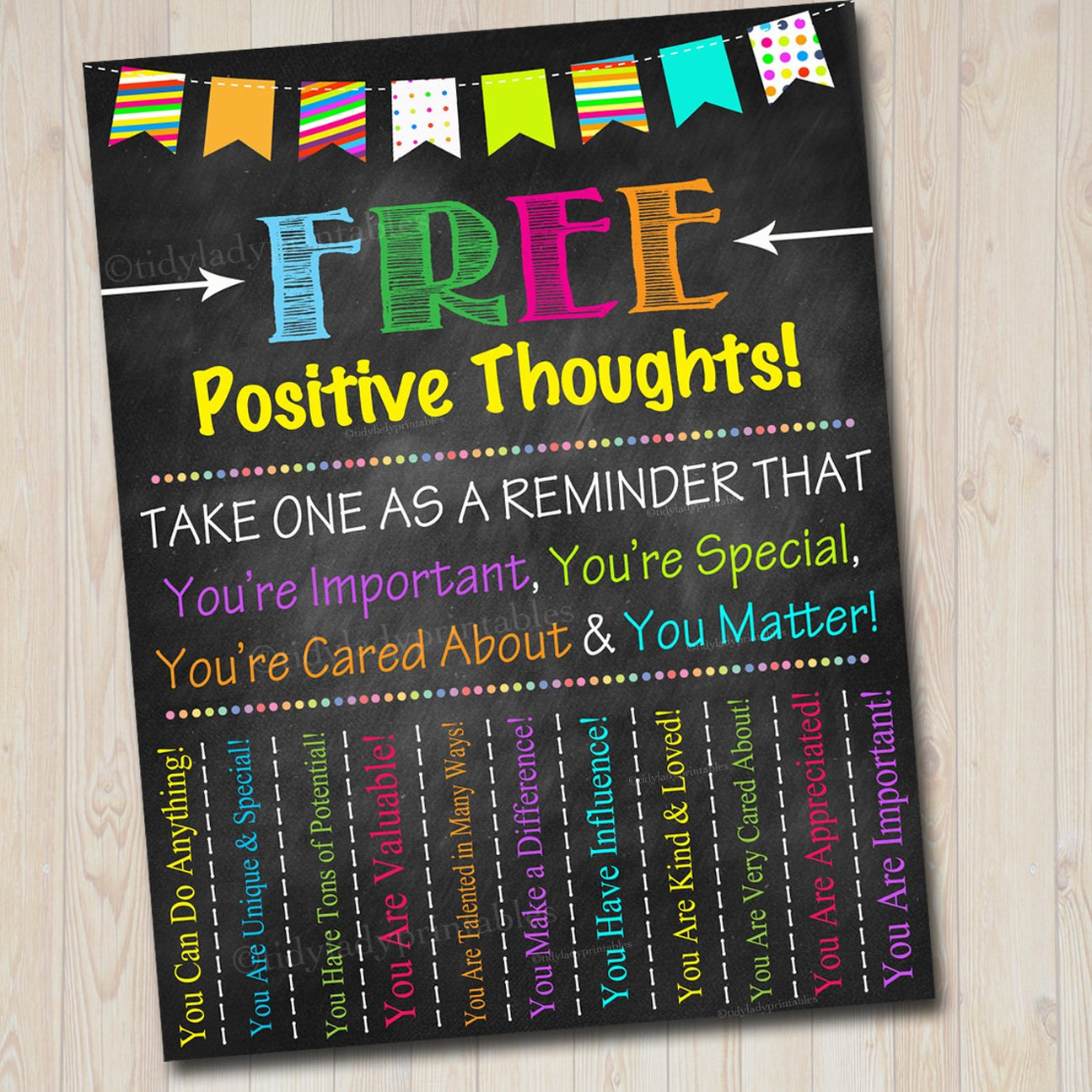 Free Positive Thoughts Flyer | TidyLady Printables
