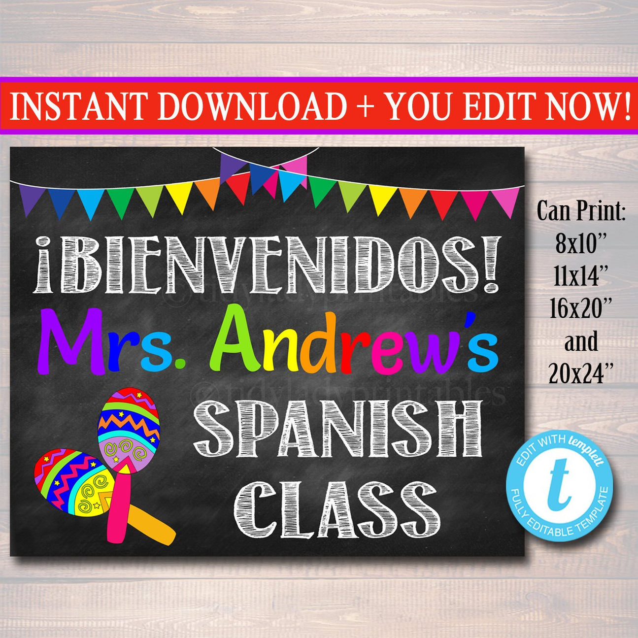 Spanish Classroom Door Sign - Bienvenido Editable Template — TidyLady ...