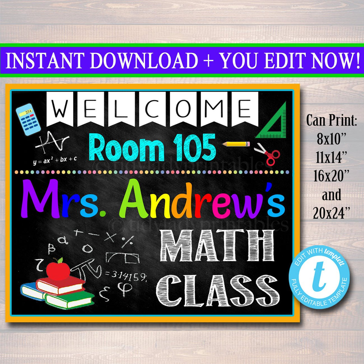 MATH Teacher Classroom Door Sign | TidyLady Printables