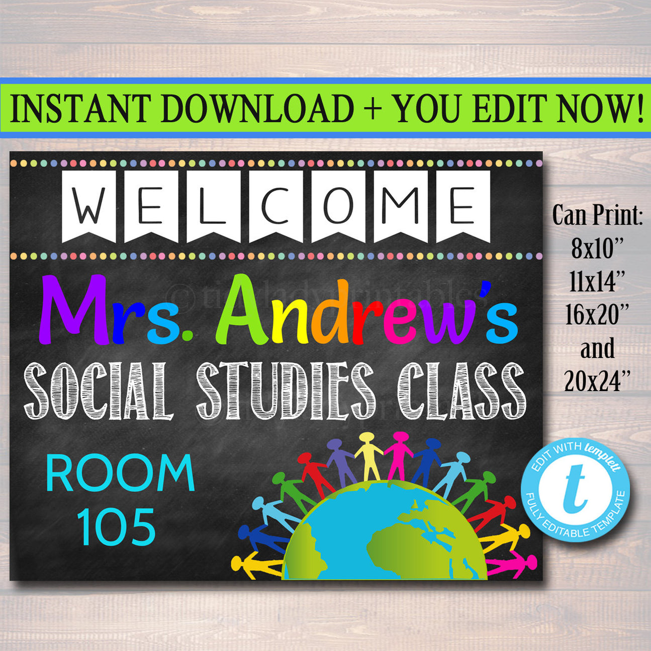 Social Studies Teacher Door Sign | TidyLady Printables