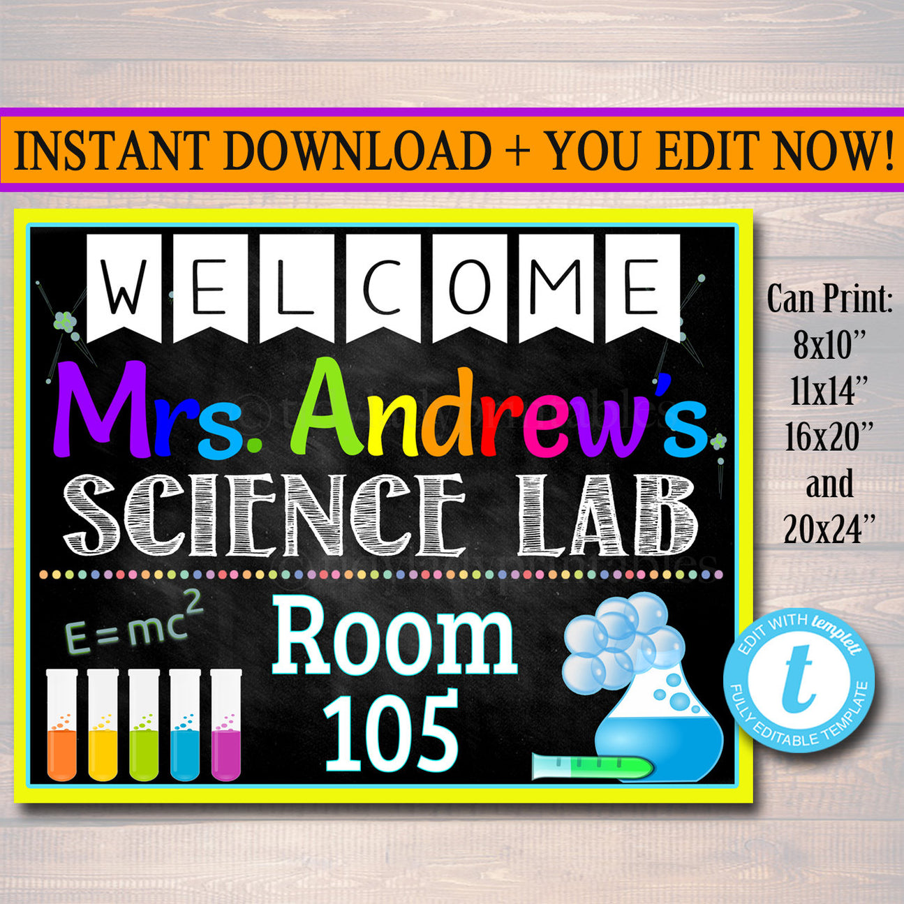 Science Teacher Classroom Door Sign | TidyLady Printables