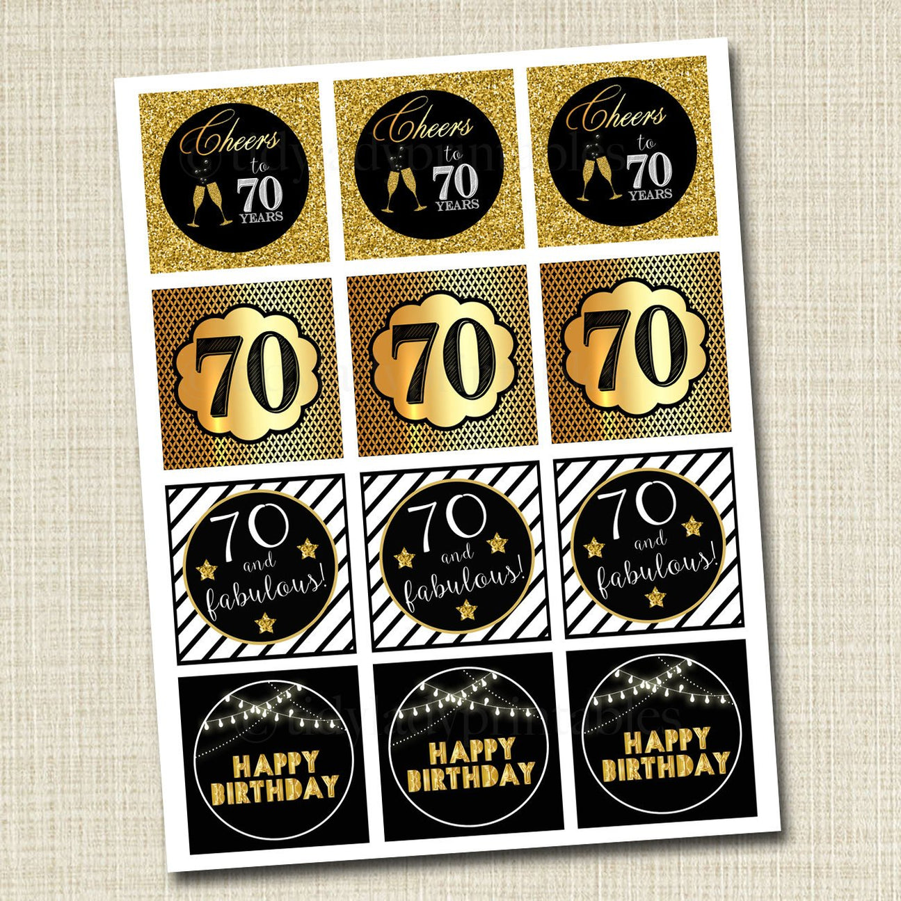 70th Birthday Cupcake Toppers | TidyLady Printables