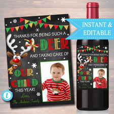 Christmas Teacher Appreciation Wine Label Gift — TidyLady Printables