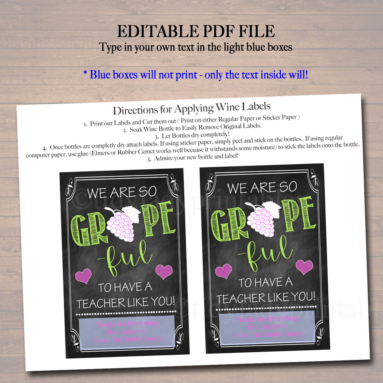 Teacher Appreciation Gift - End of School Year Wine Label — TidyLady ...