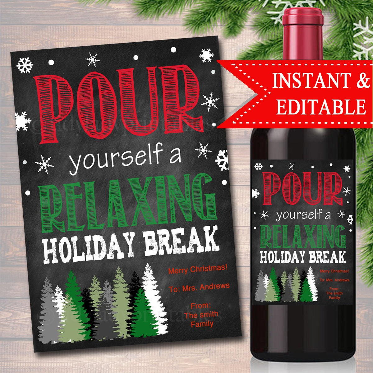 Teacher Christmas Wine Label Gift | TidyLady Printables