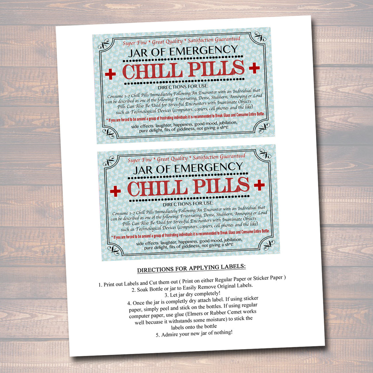 Chill Pill Label | TidyLady Printables