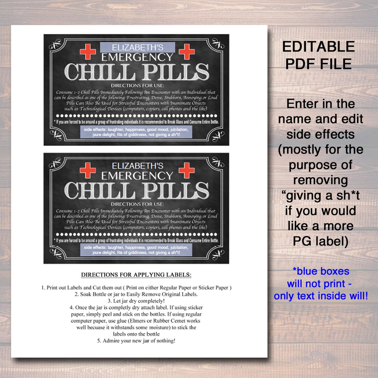 Chill Pill Label | TidyLady Printables